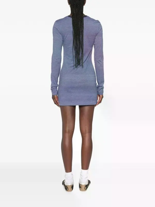 Miu Miu Striped Logo Patch Mini Dress
