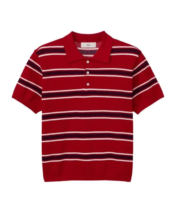 DUNST Striped Polo Shirt - Red