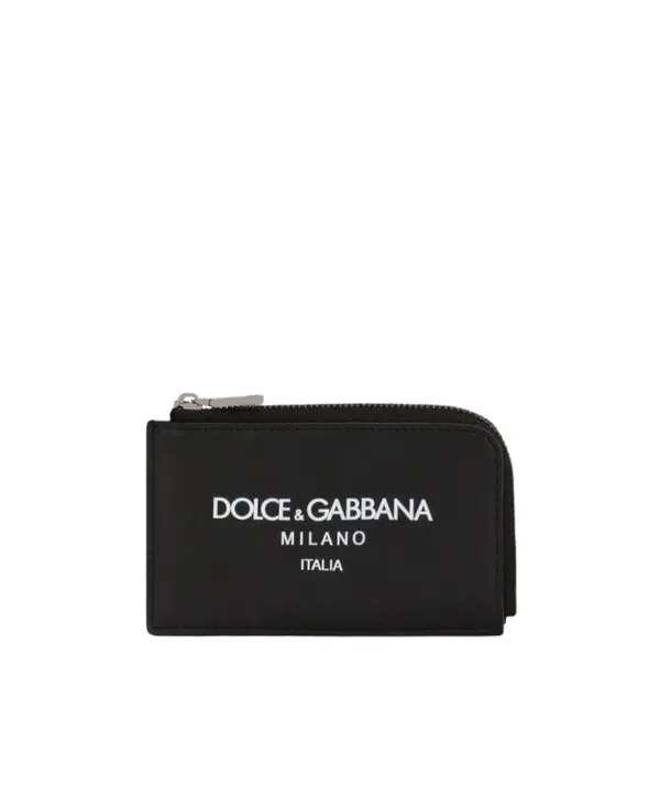 Dolce & Gabbana Dolce Gabbana Logo Printed Zipped Card Case - Black