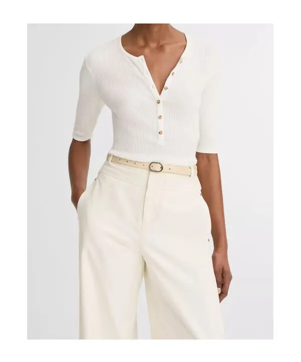 Vince Ribbed Pima Cotton Elbow-sleeve Henley