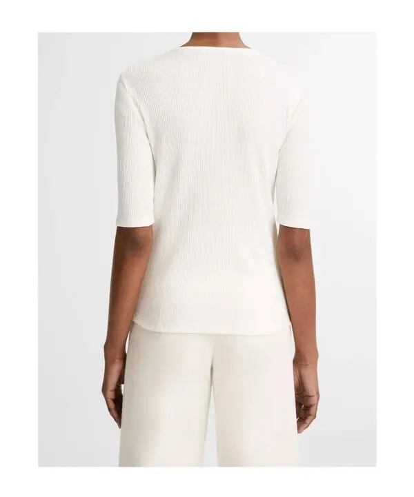 Vince Ribbed Pima Cotton Elbow-sleeve Henley
