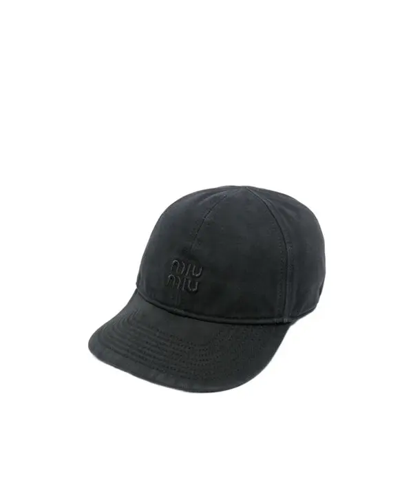 Miu Miu Logo Embroidered Baseball Cap - Black