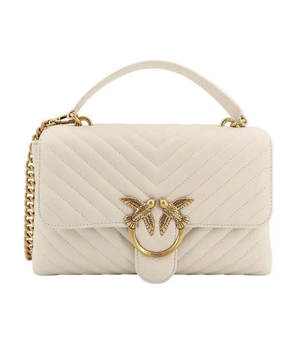 Pinko Chevron Logo Plaque Crossbody Bag - Nude