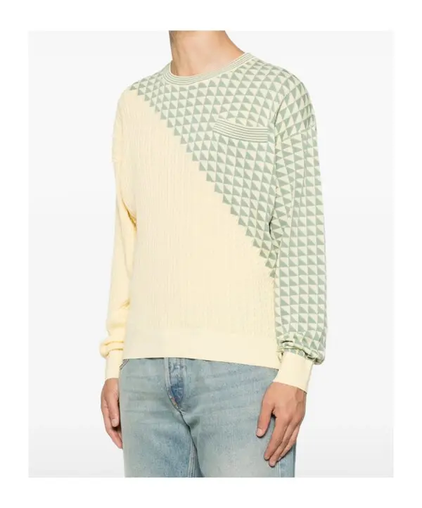 Versace Geometric-pattern Cable-knit Sweater