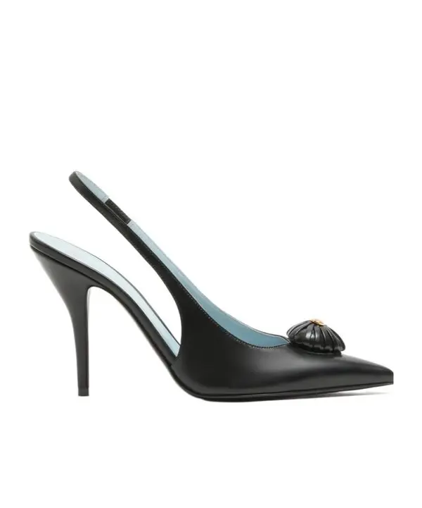 Valentino Garavani Coeur Royal Slingback Pumps In Kidskin 100mm - Black