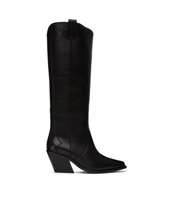 ANINE BING Tania Block Heel Knee-high Boots - Black