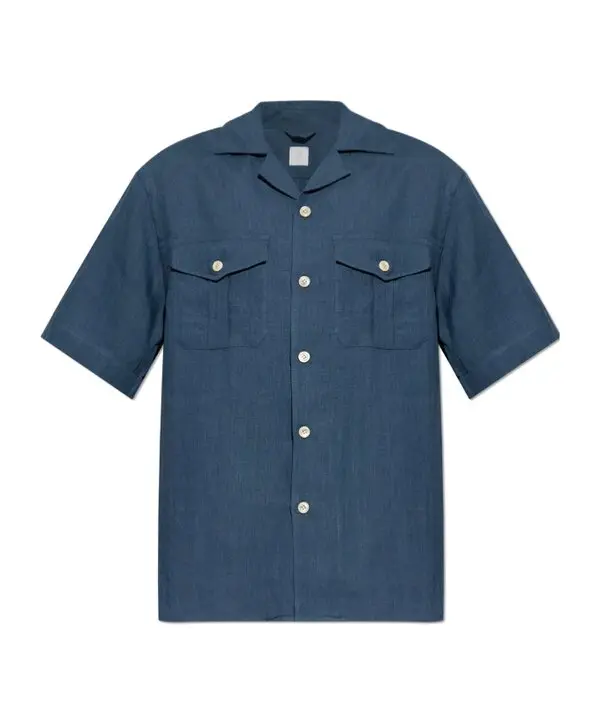 Eleventy Chest Pocket Short-sleeved Shirt - Blue