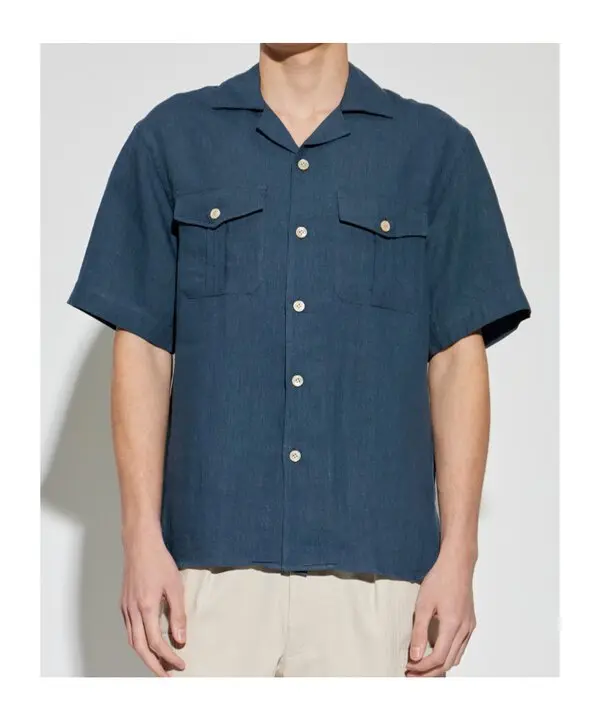 Eleventy Chest Pocket Short-sleeved Shirt - Blue