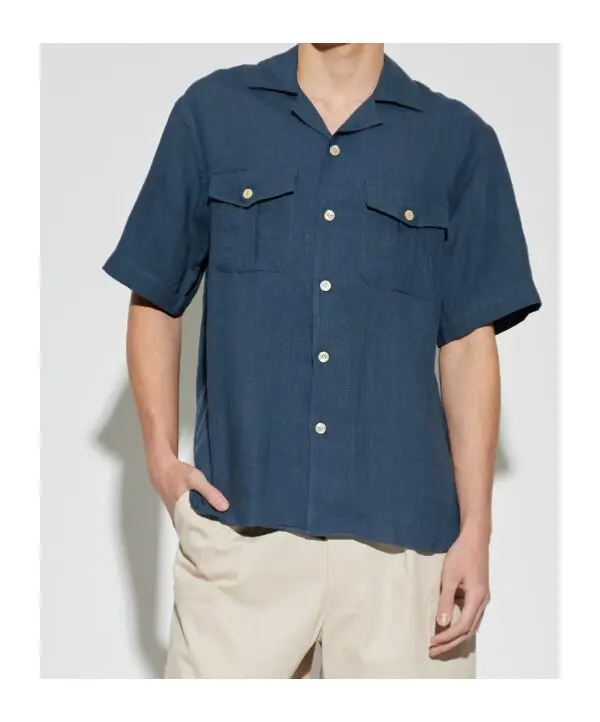 Eleventy Chest Pocket Short-sleeved Shirt - Blue