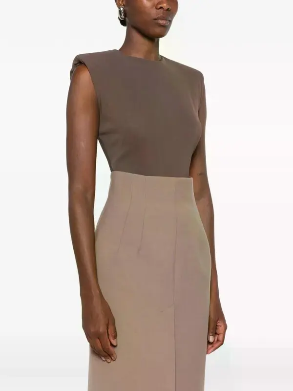 MUGLER Padded Shoulder Sleeveless Bodysuit