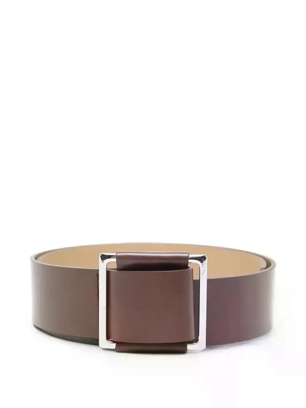 D.exterior Square Buckle Leather Belt - Brown