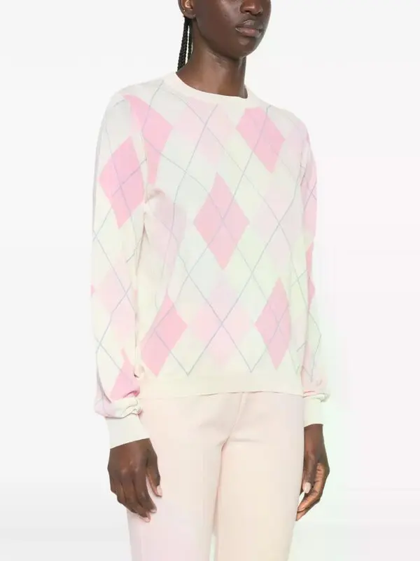 VICOLO Argyle Pattern Crew Neck Sweater