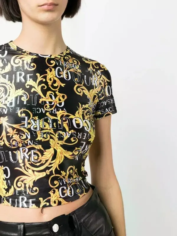 Versace Barocco Print Cropped T-shirt