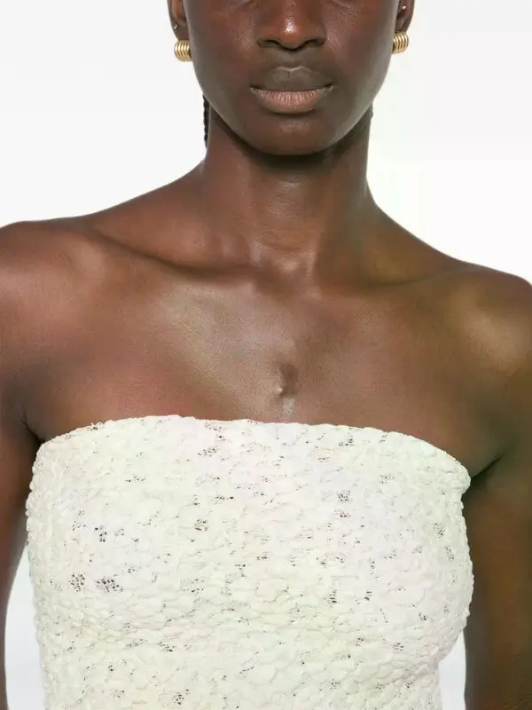 Enza Costa Cream White Lace Construction Strapless Top