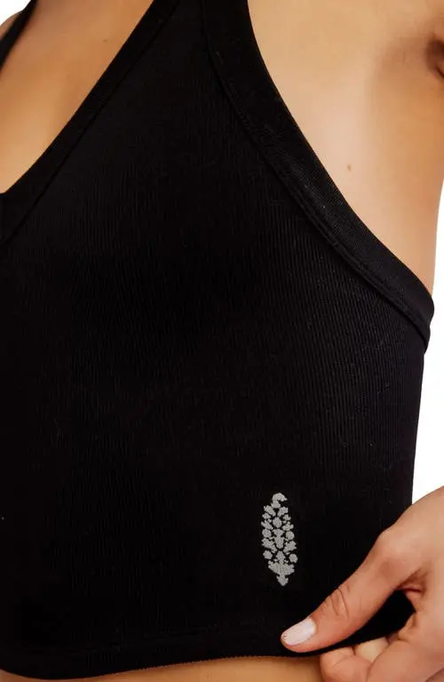 Free People All Clear Crop Racerback Tank - Black