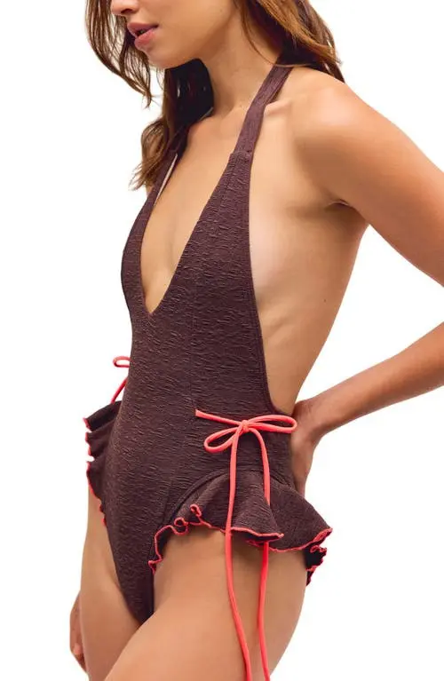 FREE-EST BY FREE PEOPLE Lyra Plunge One-piece Swimsuit With Ruffle Trim