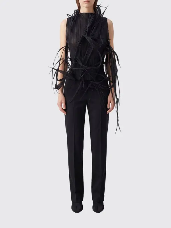 Issey Miyake Asymmetric Slim Fit Evening Top With Panels And Embroidery