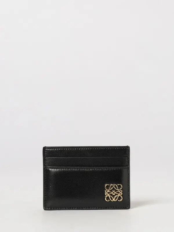 Loewe Puffer Anagram Flat Card Holder In Nappa Leather With Monogram Logo - Black