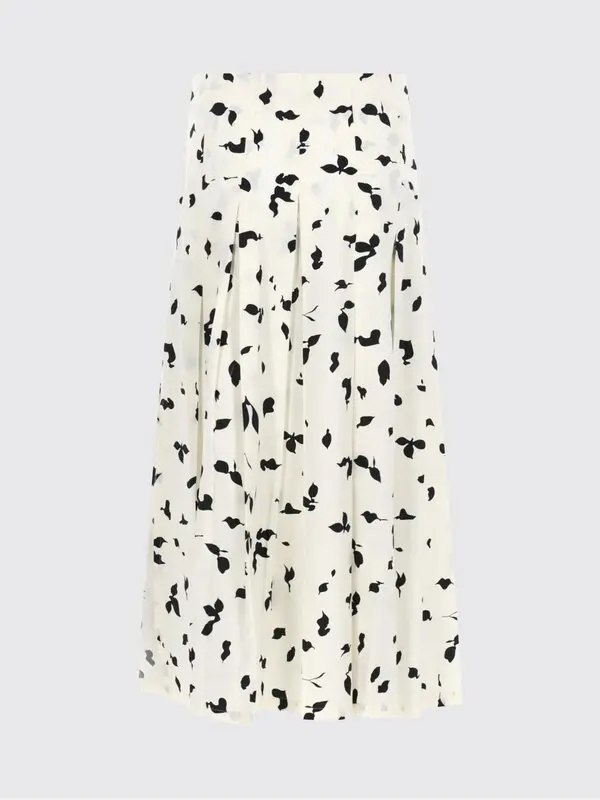 ALYSI Pleated Midi Skirt With Floral Print - White