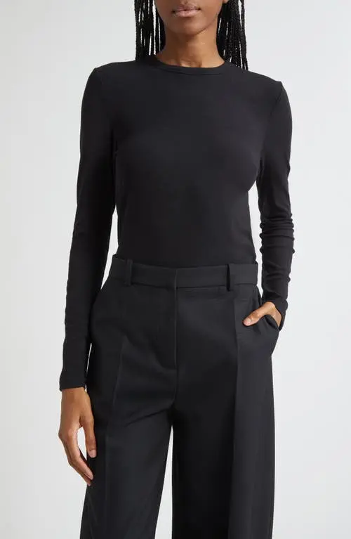 Vince Luxe Long Sleeve Crewneck Top - Black