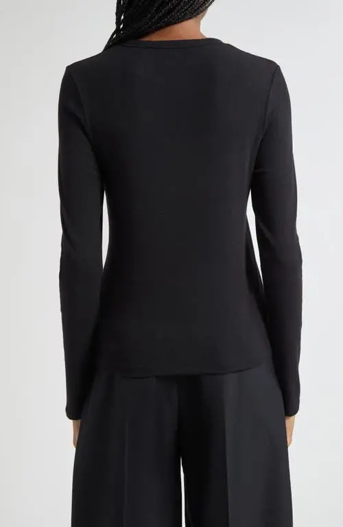 Vince Luxe Long Sleeve Crewneck Top - Black