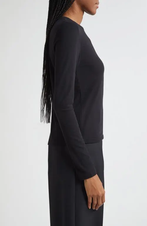 Vince Luxe Long Sleeve Crewneck Top - Black