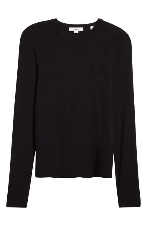 Vince Luxe Long Sleeve Crewneck Top - Black
