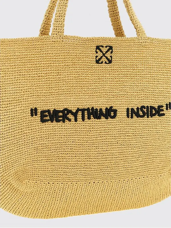 Off-White Raffia Tote Bag
