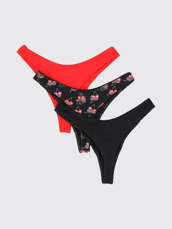 DIESEL® Set Of 3 Printed Cotton Briefs With Cherry Logo - Black