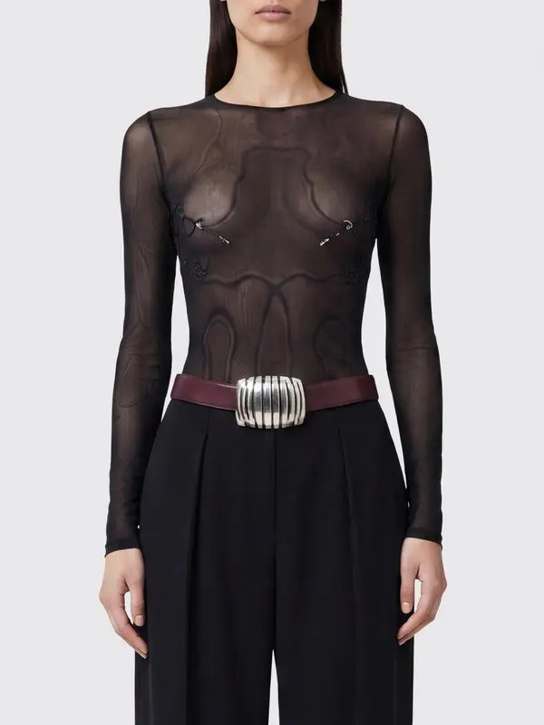 JEAN PAUL GAULTIER Crew Neck Jersey Top - Black