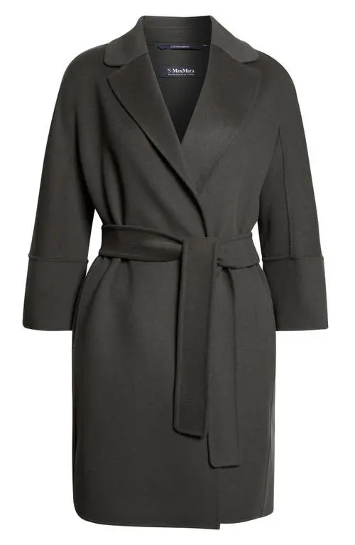 Max Mara Arona Belted Virgin Wool Wrap Coat - Emerald