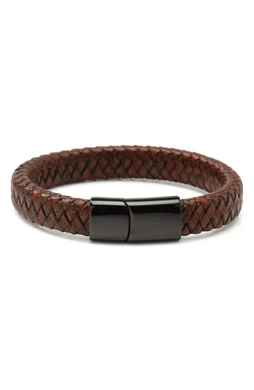 CUFFLINKS, INC. Braided Leather Bracelet With Magnetic Clasp