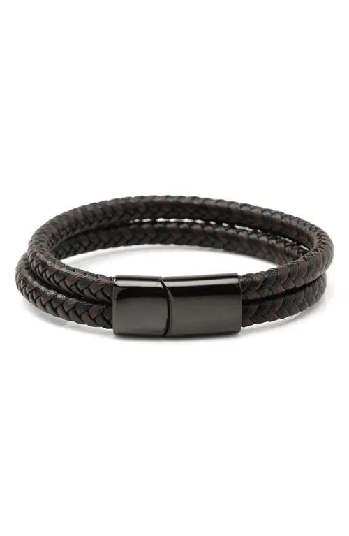 CUFFLINKS, INC. Braided Leather Bracelet With Magnetic Clasp