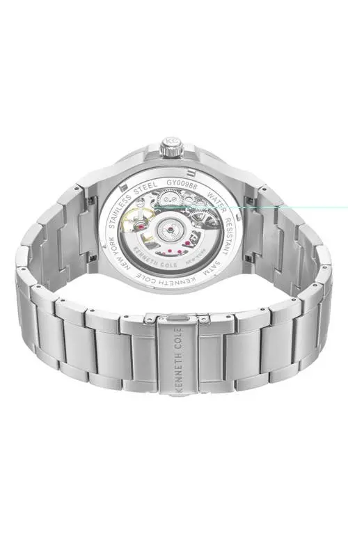 KENNETH COLE Grove Automatic Watch With Open Heart Dial - Silver