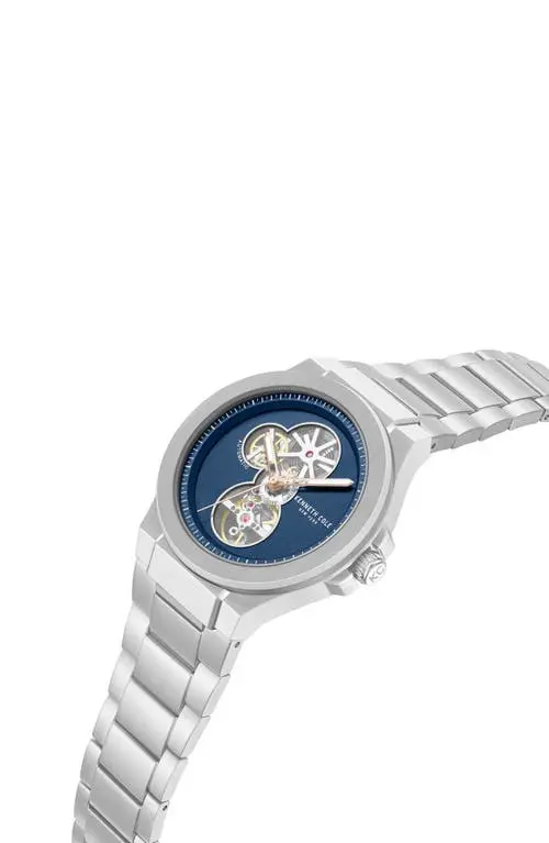 KENNETH COLE Grove Automatic Watch With Open Heart Dial - Silver