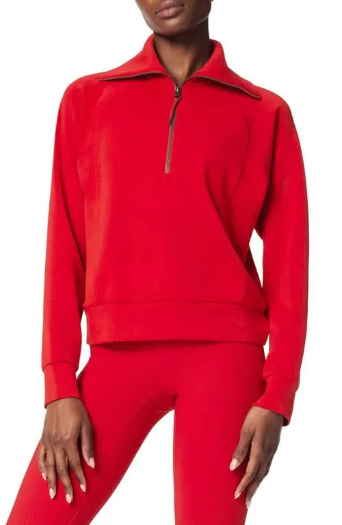 Spanx Airaessentials Half Zip Sweatshirt - Spanx Red