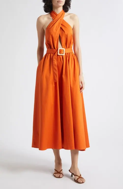 REISS Rowe Belted Halter Maxi Dress
