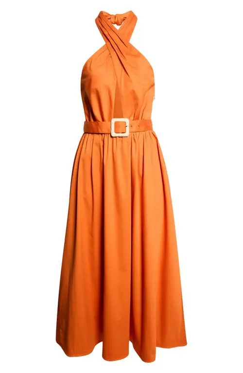 REISS Rowe Belted Halter Maxi Dress