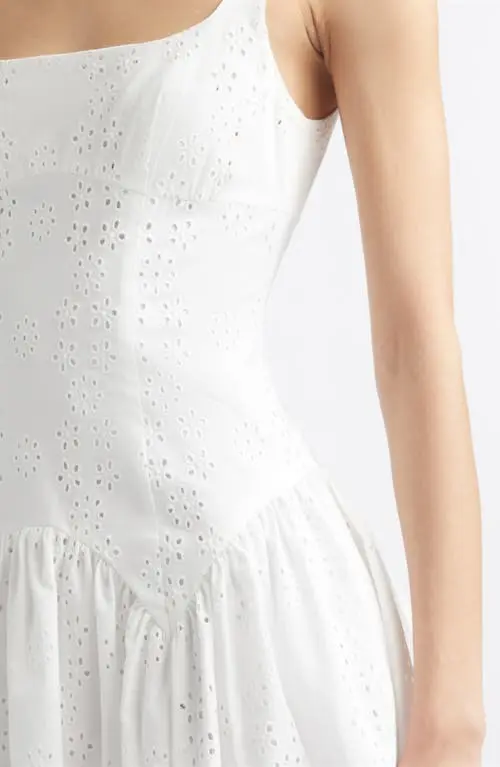 Sandy Liang Cricket Cotton Eyelet Midi Dress