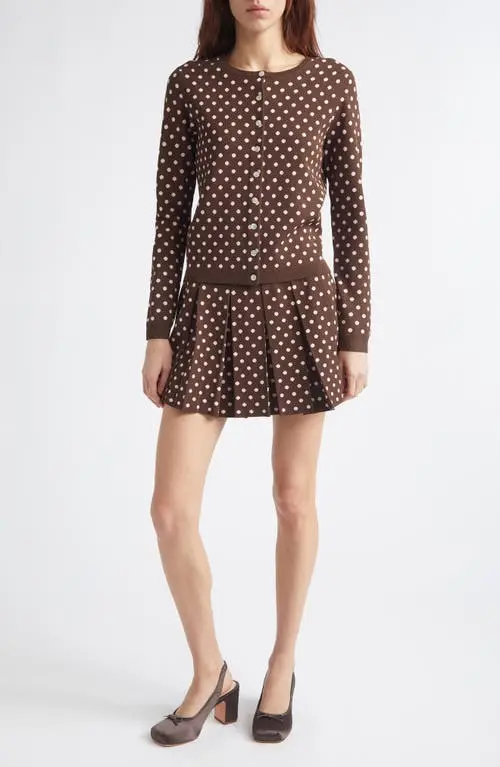 Sandy Liang Ermine Pleated Dot Jacquard Miniskirt