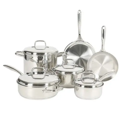OSTER Platinum Sedwick Stackable Stainless Steel Pots And Pans Cookware Set - Silver