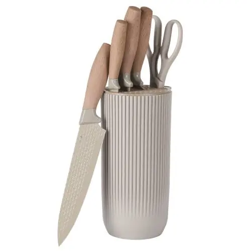 OSTER Gunderson 6-piece Stainless Steel Kitchen Knife Block Set