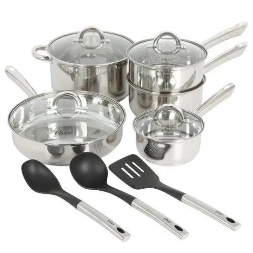 OSTER Sangerfield 12-piece Stainless Steel Cookware Set With Kitchen Tools