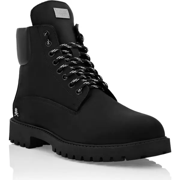 Philipp Plein Nabuk Low Flat Boots - Black
