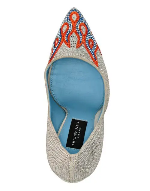 Philipp Plein Suede Embellished High Heel Pumps - Beige