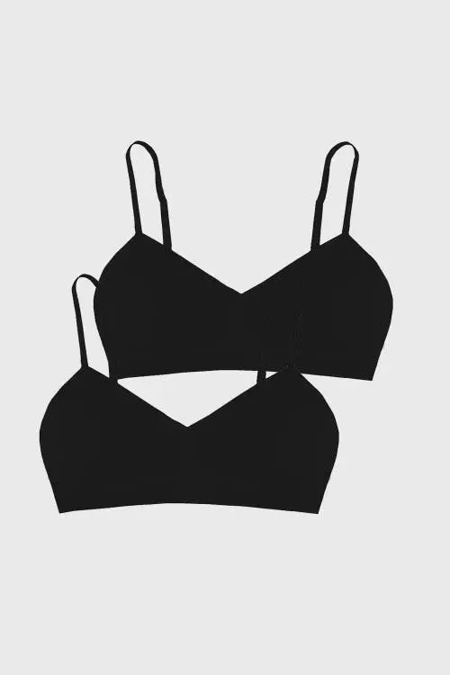 STRIPE & STARE Padded Bra Two Pack - Black