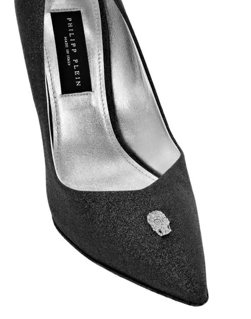 Philipp Plein Glitter Leather Pumps - Black