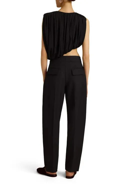 Marina Moscone Gathered Draped Top - Black