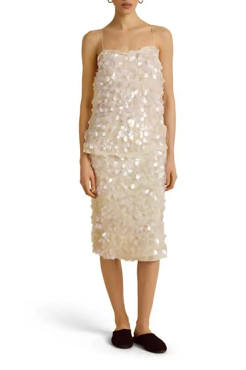 Marina Moscone Paillette Embellished Tubino Skirt - Ivory