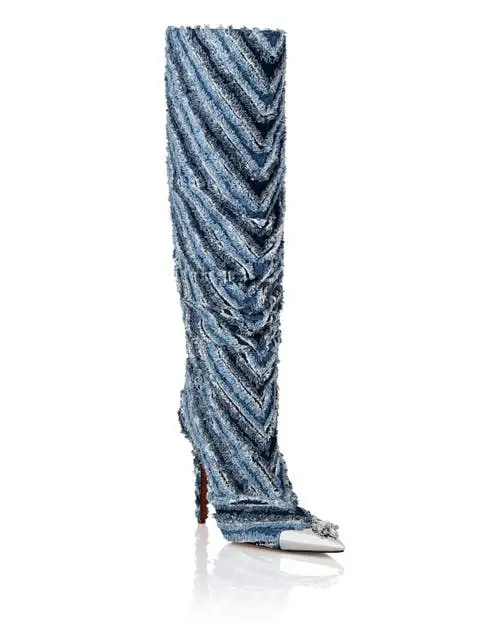 Philipp Plein Mix Denim High Heel Boots - Middleblue